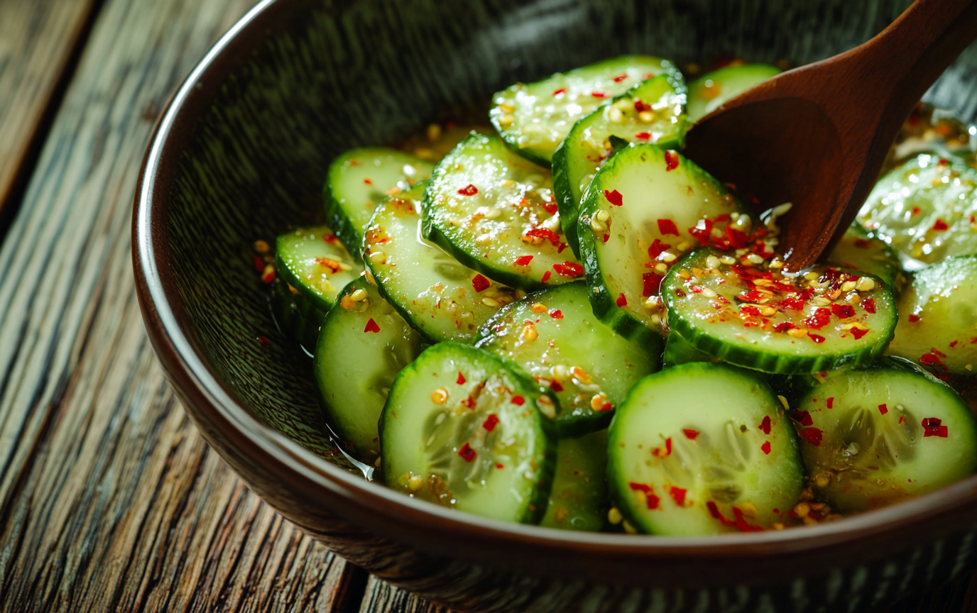 Spicy Pickled Cucumber Salad - Kim Kim Cooking