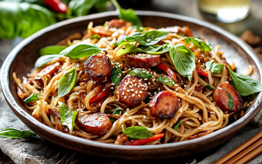 Spicy Stir-Fried Sausage Delight - Kim Kim Cooking