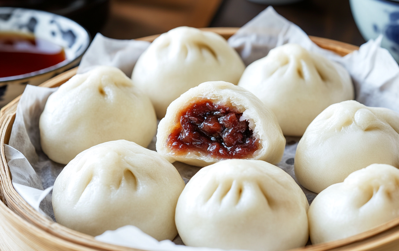 Easy Sweet Red Bean Steamed Buns - Kim Kim Cooking