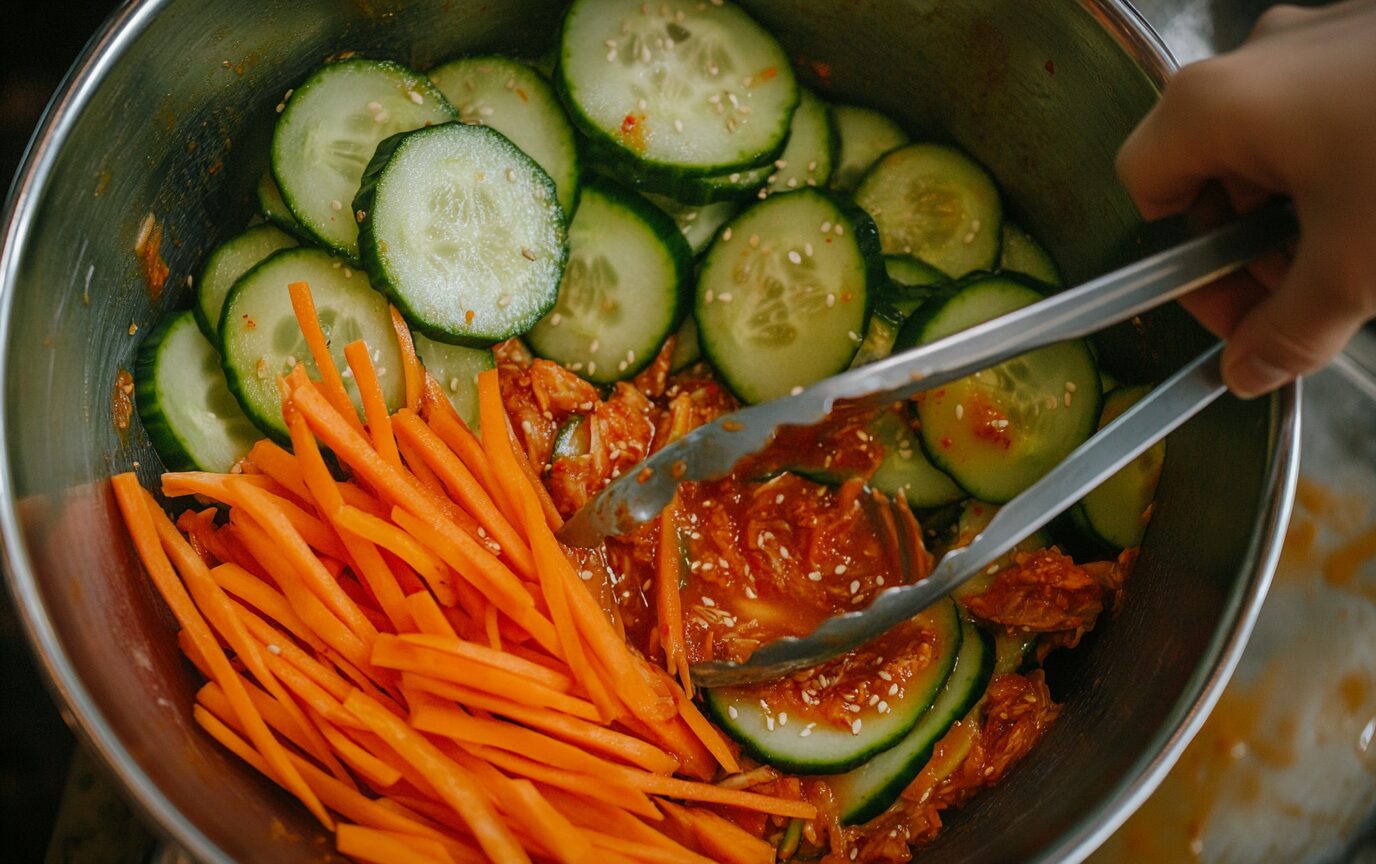 Spicy Korean Pickled Cucumbers - Kim Kim Cooking