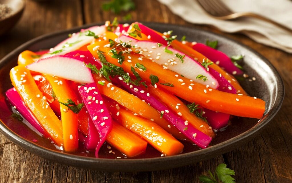 Quick Pickled Radish & Carrots - Kim Kim Cooking