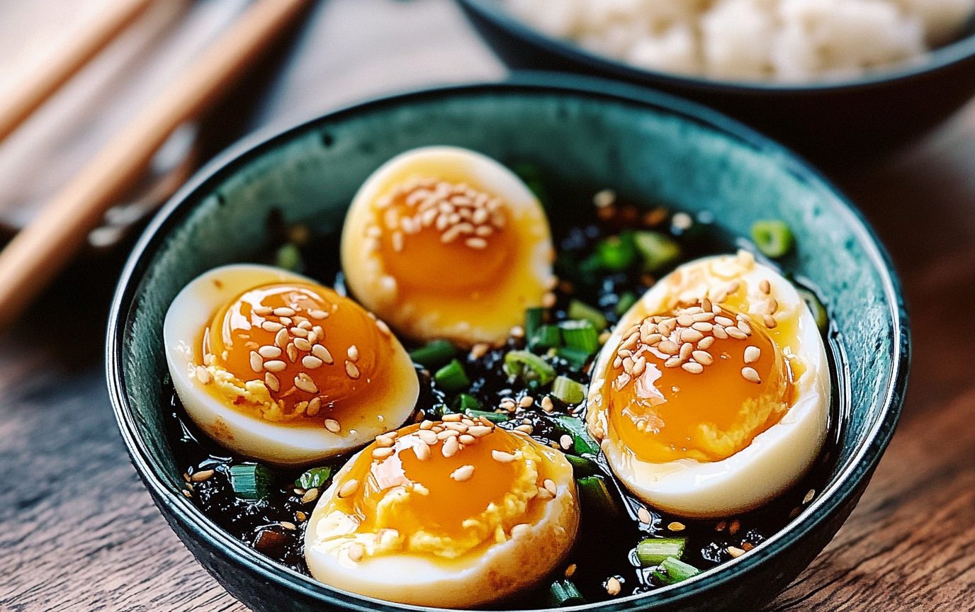 Savory Soy-Glazed Soft Eggs - Kim Kim Cooking