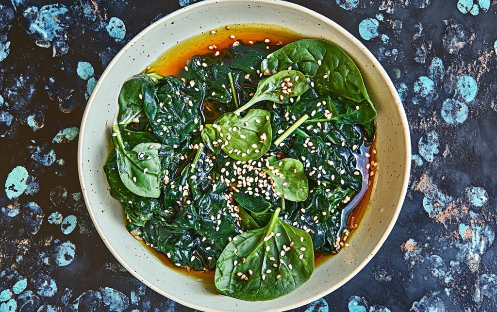 Sesame Spinach Stir-Fry - Kim Kim Cooking